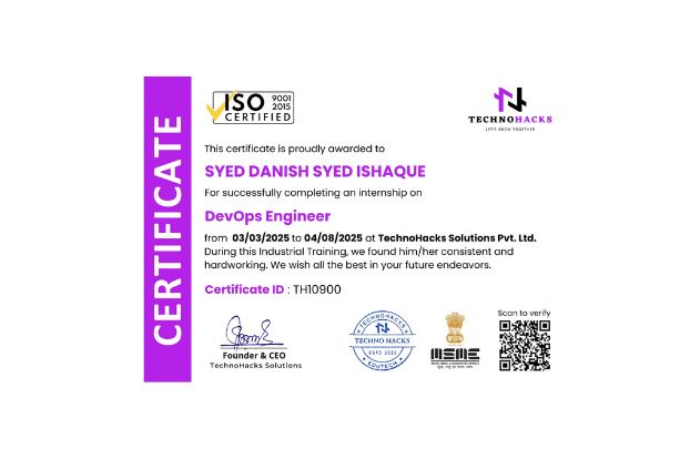 Technohacks Internship Landing Page